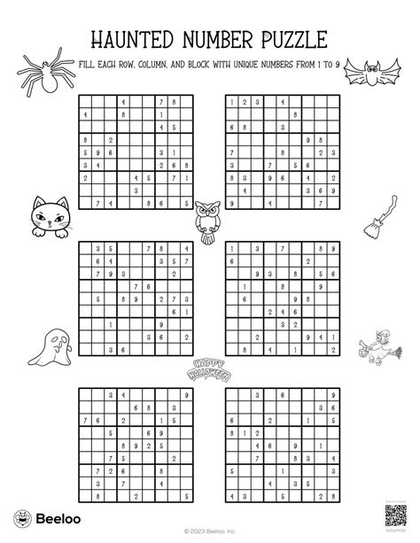Halloween Themed Sudoku Puzzles • Beeloo Printables