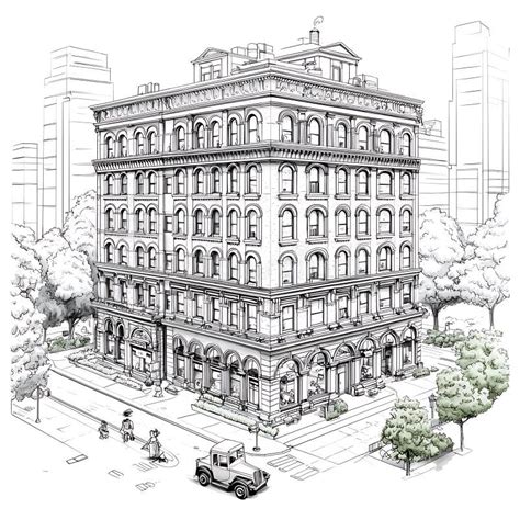 Charming Sketch Of A Busy City Scene With Architecture Stock Illustration Illustration Of