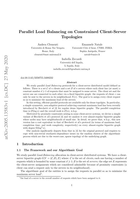Pdf Parallel Load Balancing On Constrained Client Server Topologies