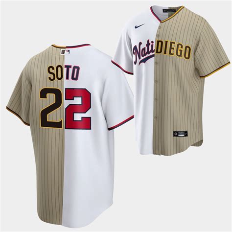 Juan Soto Split Edition Nationals X Padres White Brown 22 Jersey Bluefink