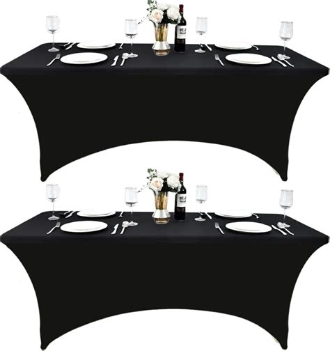 Zarzaasik 2 Pack 6ft Black Spandex Table Covers For