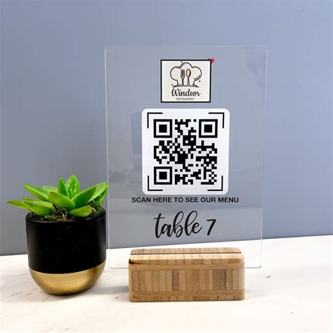 QR Code Contactless Menu QR Code Scan For Menu In Clear Acrylic With Stand Touchless Menu