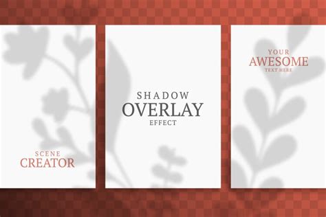 Shadow Overlay Plant Mockup A4 Paper Sheets Vector Image