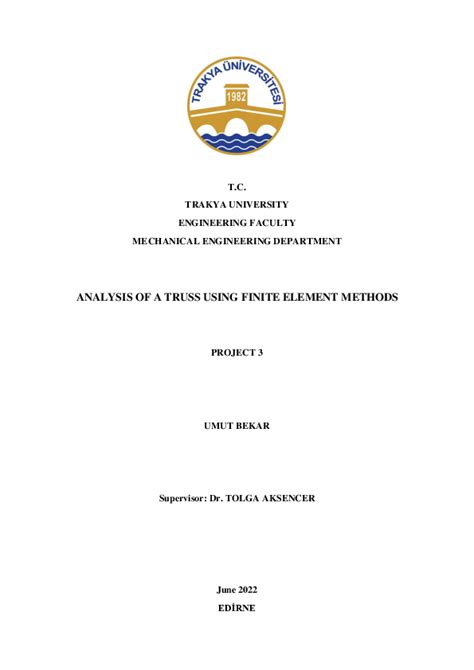 Pdf Analysis Of A Truss Using Finite Element Methods