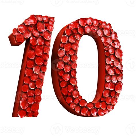 Joya Incrustado Rojo Número Diez 52648103 Png