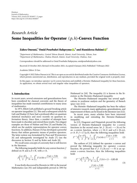 Pdf Some Inequalities For Operator P H Convex Function