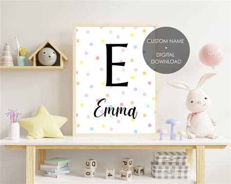Personalized Name Wall Art • Custom Initial Printable Nursery Decor