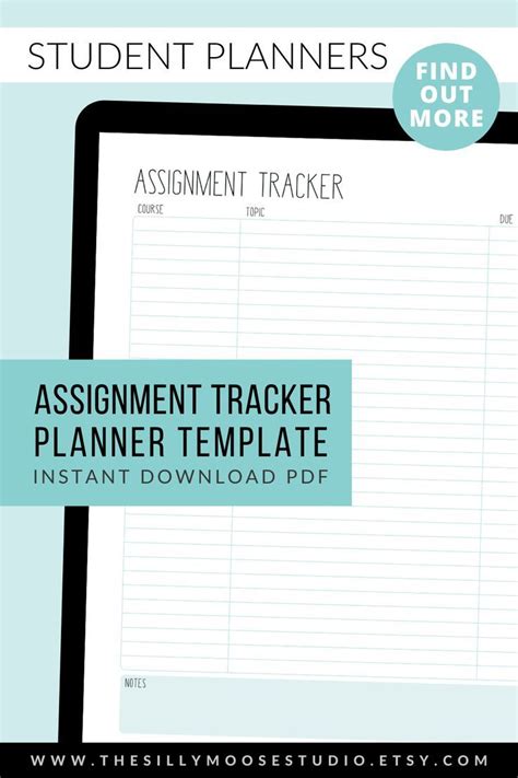 Student Assignment Tracker Printable And Digital Pdf Student Assignment