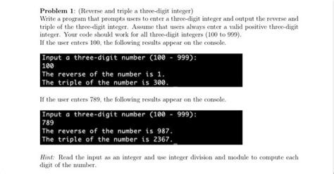 Solved Problem 1 Reverse And Triple A Three Digit Integer