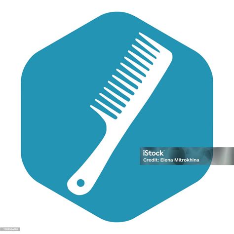 빗 아이콘입니다 블루 육각형에 빗의 흰색 실루엣 얽힌 젖은 건조 한 머리를 얽히고 빗질하지 않는 도구입니다 0명에 대한 스톡 벡터 아트 및 기타 이미지 Istock