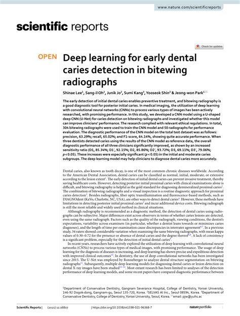 Pdf Deep Learning For Early Dental Caries Detection In Bitewing Radiographs