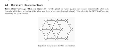 solved 2 1 boruvka s algorithm trace trace boruvka s