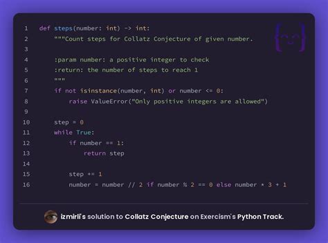 Izmirlis Solution For Collatz Conjecture In Python On Exercism
