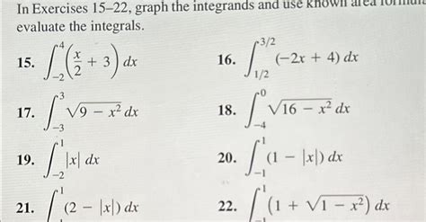 Solved In Exercises 15 22 Graph The Integrands And Use Chegg Com