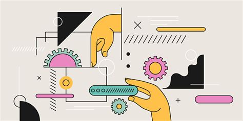 다양한 모양의 현대 기하학적 구성 디자인 그림입니다 사람의 손에는 기하학적 도형이 들어 있습니다 감각 지각에 대한 스톡 벡터 아트 및 기타 이미지 Istock