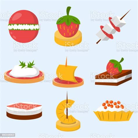 다양 한 고기 생선 치즈 연회 간식 연회 플래터 Canape 스낵 전채 맛 있는 벡터에 전채 요리에 대한 스톡 벡터 아트 및