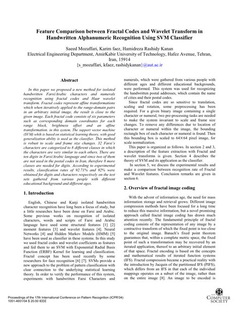 Pdf Feature Comparison Between Fractal Codes And Wavelet Transform In
