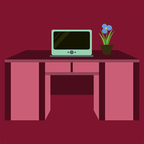 Workplace Desk Computer Plant Top Angle View Flat Vector Ai Eps Uidownload