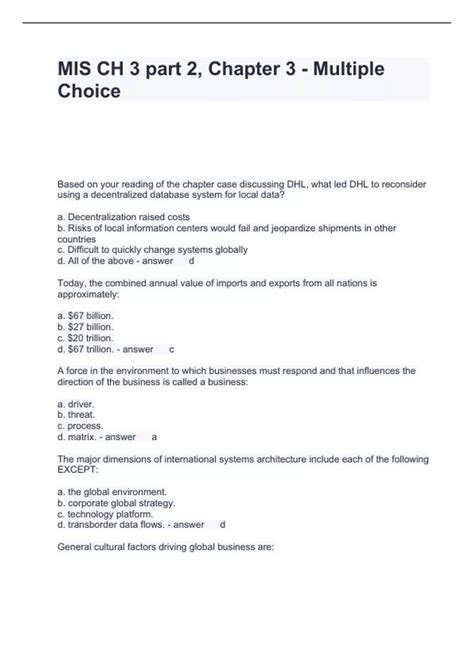 Mis Ch 3 Part 2 Chapter 3 Multiple Choice Questions And Answers Fully Solved Dhl Stuvia Us