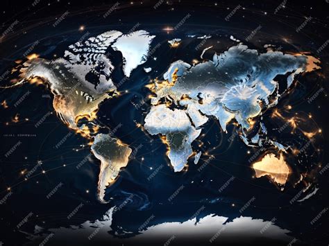 Premium Ai Image Global Connectivity World Map With Satellite Data Connections