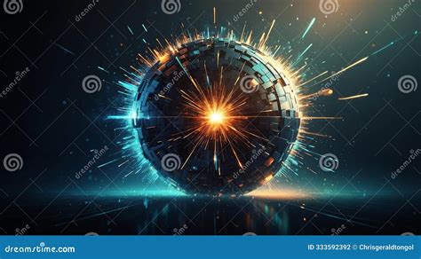 Abstract Vector Sphere Explosion Explosion Of Sphere W Ai Generated Stock Illustration