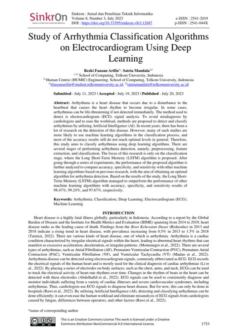 Pdf Study Of Arrhythmia Classification Algorithms On
