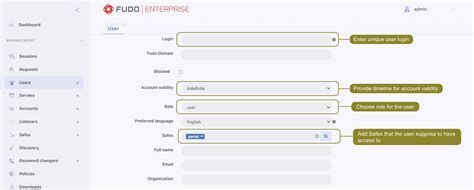 Creating A User — Fudo Enterprise 53 System Documentation