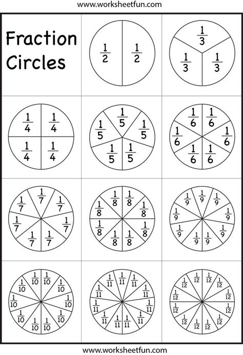 Fraction Circles Math Fractions Learning Math Fractions Worksheets