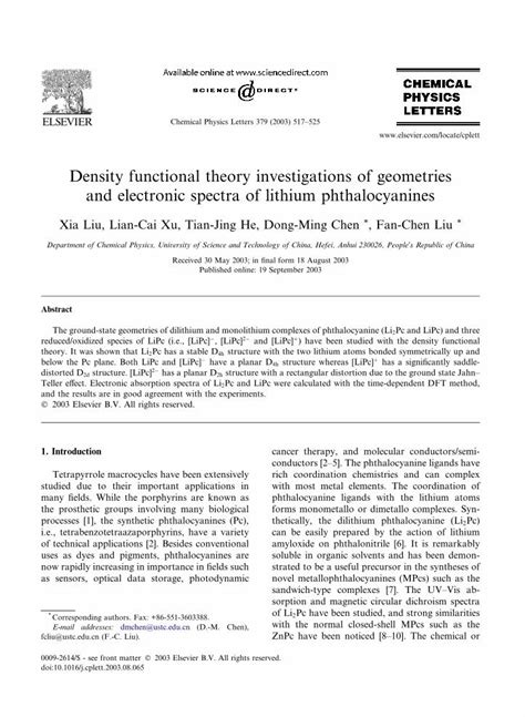 Pdf Density Functional Theory Investigations Of Geometries And Electronic Spectra Of Lithium