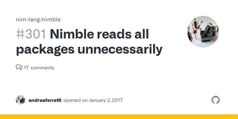 Nimble Reads All Packages Unnecessarily · Issue 301 · Nim Langnimble · Github