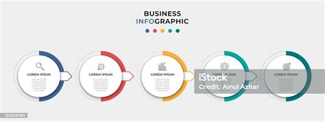 아이콘과 5가지 옵션 또는 단계가 있는 벡터 인포그래픽 디자인 비즈니스 템플릿입니다 프로세스 다이어그램 프레젠테이션 워크플로 레이아웃 배너 플로우 차트 정보 그래프에 사용할