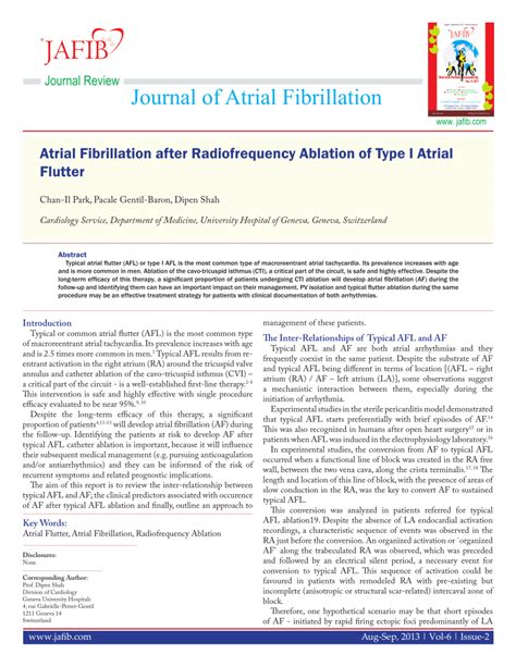 Pdf Atrial Fibrillation After Radiofrequency Ablation Of Type I Atrial Flutter