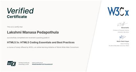 Webdevelopment Html5 Coding Learning W3cx Edx Lakshmi Manasa