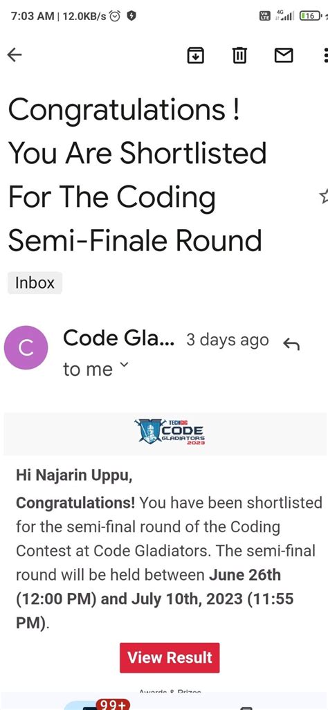 Najarin Uppu On Linkedin Coding Techgig Codegladiators Share Techgig