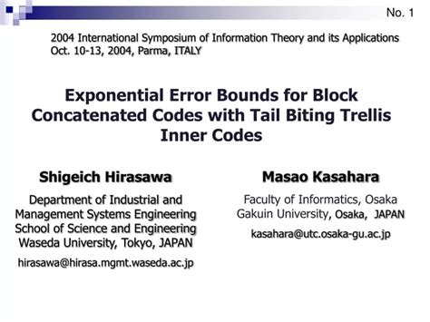 ppt exponential error bounds in block concatenated codes ita symposium 2004 powerpoint
