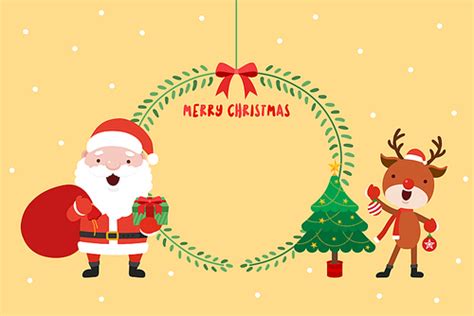 유토이미지 선물자루를 든 산타클로스와 루돌프