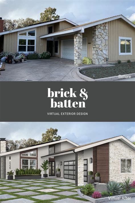 Before And After Stone Stucco And Wood Cladding For California Home Exterior House Renovation