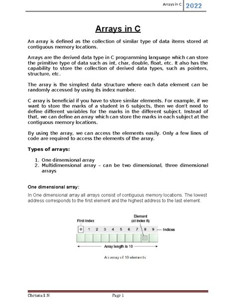 Arrays In C 2022 Arrays In C An Array Is Defined As The Collection Of
