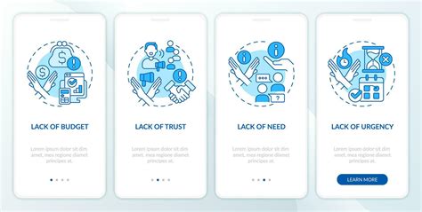 Types Of Objections Blue Onboarding Mobile App Screen Sales Negotiation Walkthrough 4 Steps
