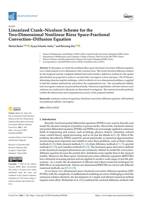 Pdf Linearized Cranknicolson Scheme For The Two Dimensional