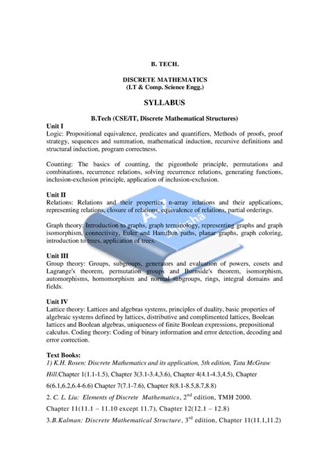 Discrete Mathematics B Tech Discrete Mathematics I And Comp Science