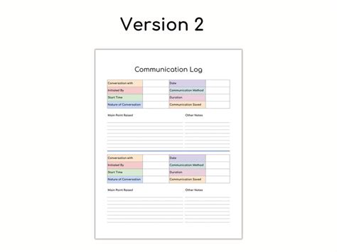 Printable Communication Log Parent Communication Log Call Log Communication History