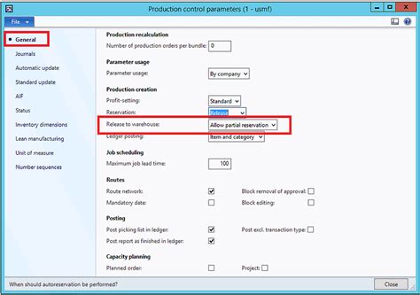 Production Control Parameters Allow Partial Reservation Dynamics Ax Ellipse Solutions