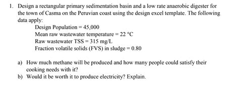 Solved 1 Design A Rectangular Primary Sedimentation Basin
