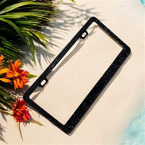 Black Glitter License Frame License Frames For Cars Bling License Plate Frame Car Accessory