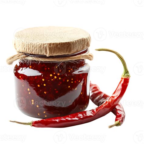 A Jar Of Chili Jam With Chili Peppers 57930822 Png