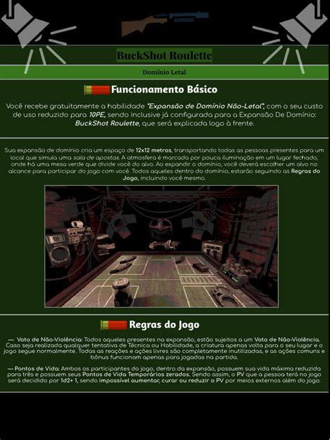 buckshot roulette expansao pdf vida munição