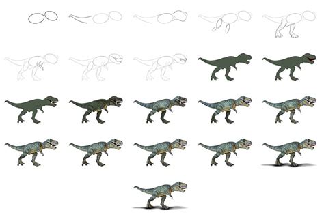 How To Draw Dinosaurs T Rex Step By Step