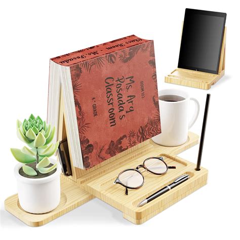 Wood Book Holder Wooden Book Reading Nook Valet With Cup Holder