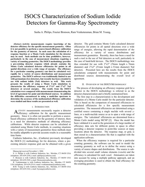 Pdf Isocs Characterization Of Sodium Iodide Detectors For Gamma Ray Spectrometry